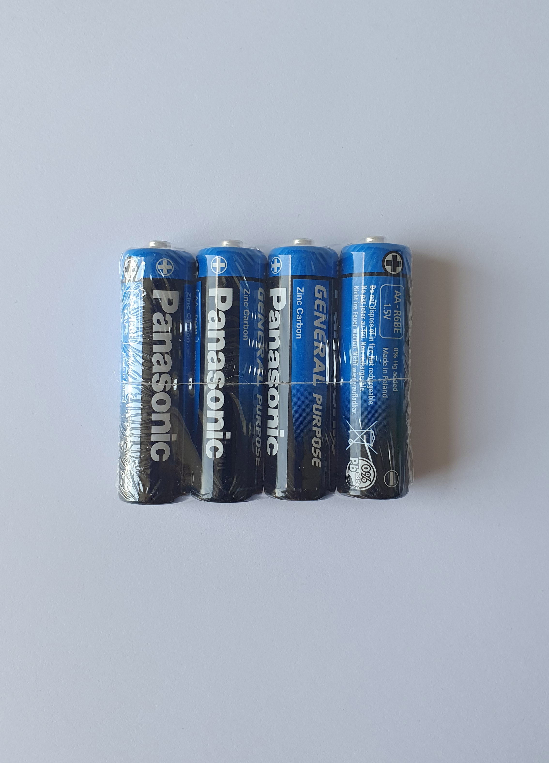 PANASONIC BATTERY CELL AA R6BE/4PS ZINC SHRINK WRAP 4PC PACK
