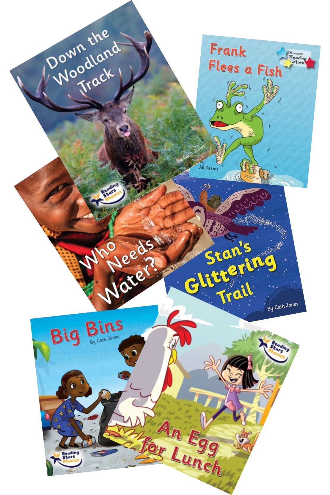 Ransom Pack of 6 Readers (Big Bins,Who Needs Water?,An Egg for Lunch..)